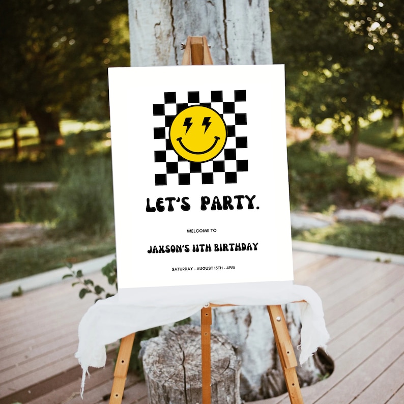 Smiley Face Birthday Welcome Sign Digital Download Smile - Etsy