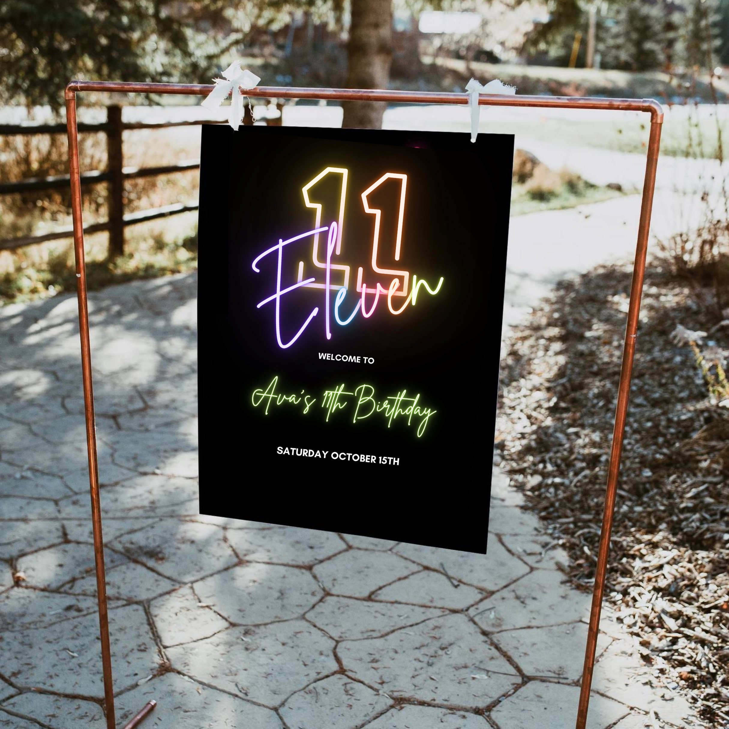 11th Birthday Sign, Neon Light Welcome Sign, Let's Party, Rainbow ...