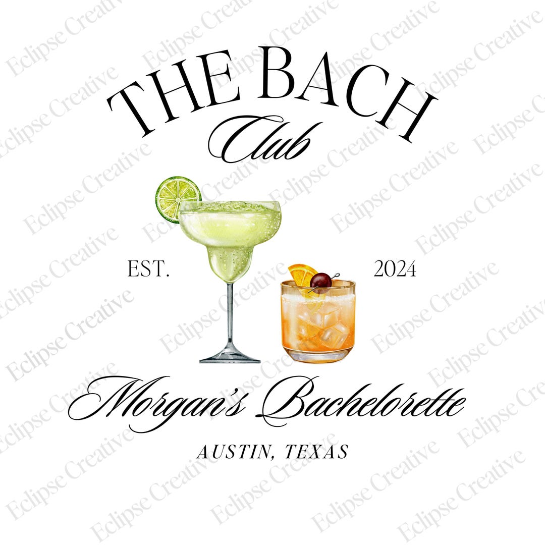 Cocktail Bachelorette Logo Editable Template Custom Bach Logo Design ...