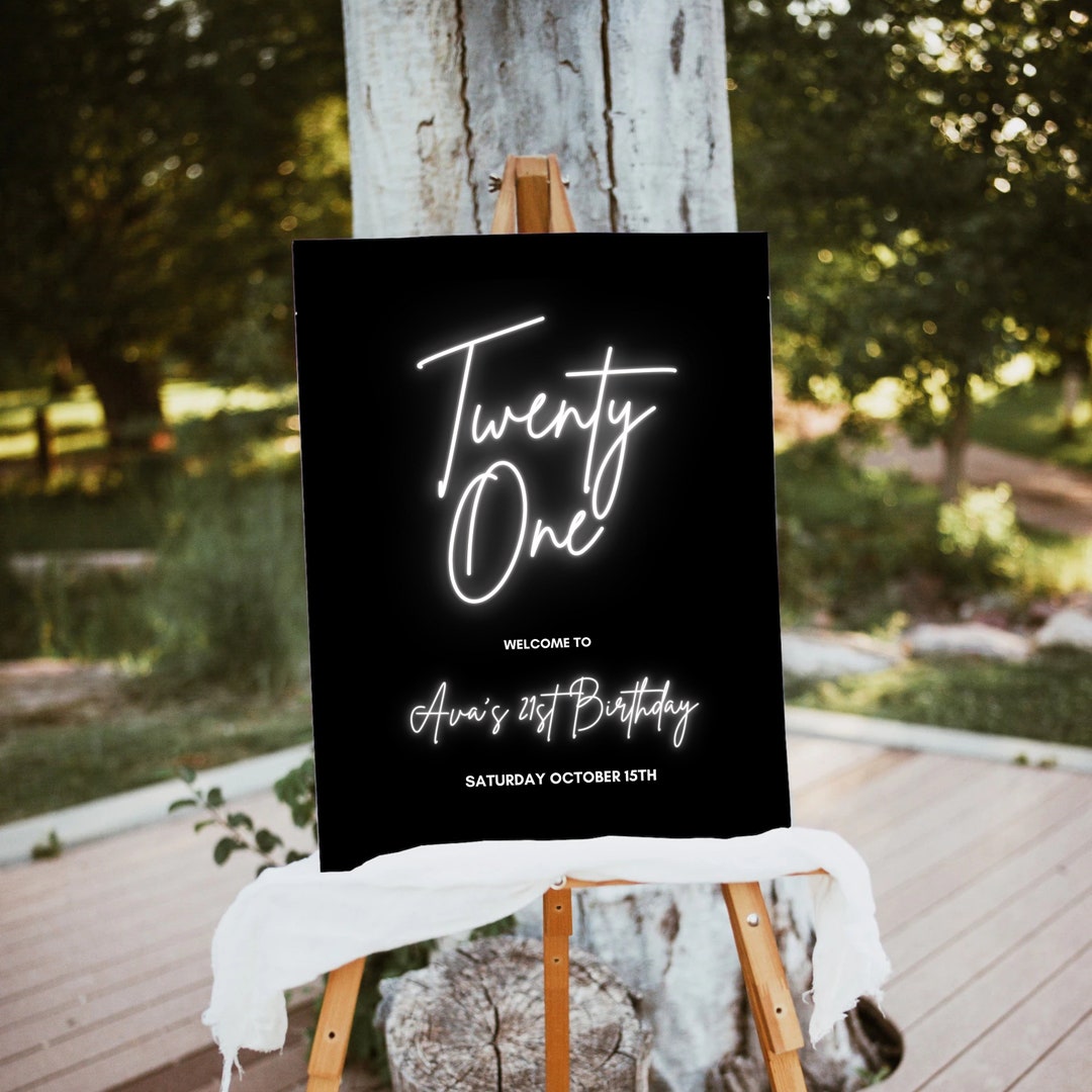 21st Birthday Decorations Sign, Neon Birthday Party, Custom Birthday ...