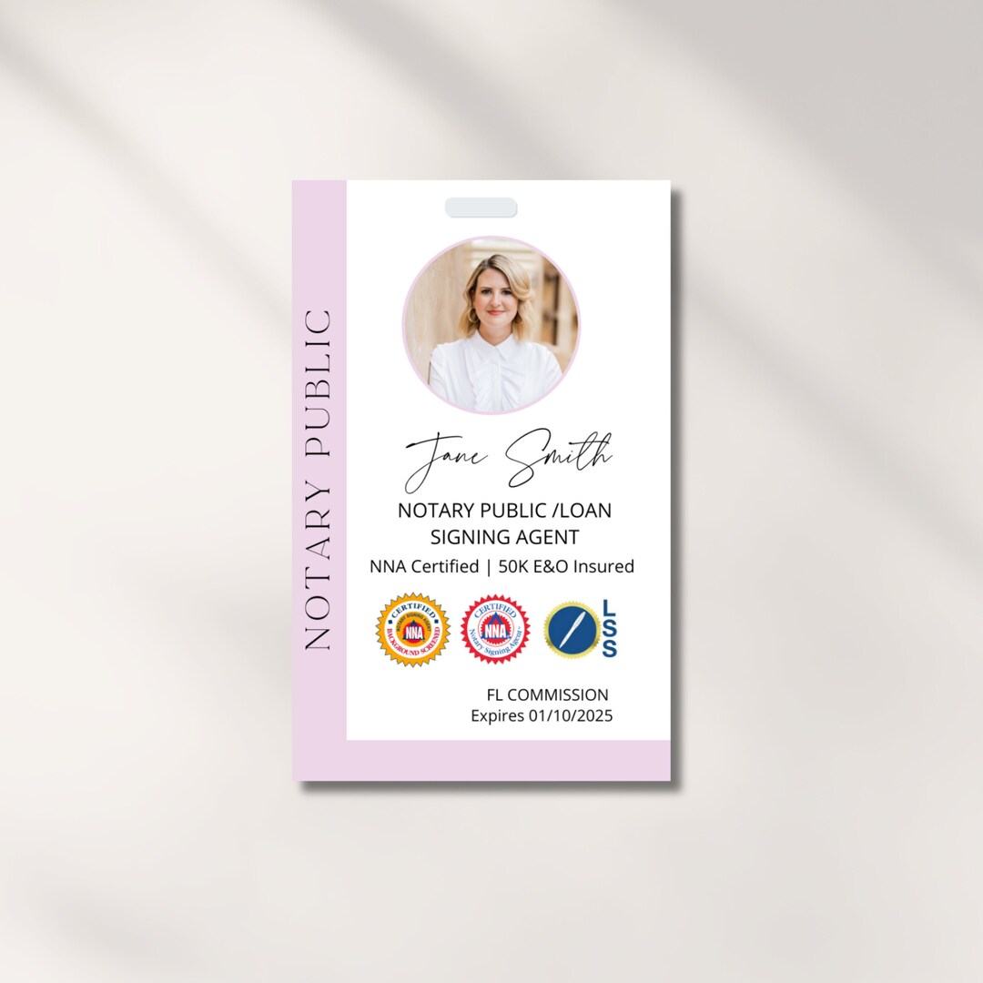 Notary ID Badge | Notary Templates | Notary Signing Agent | Loan ...