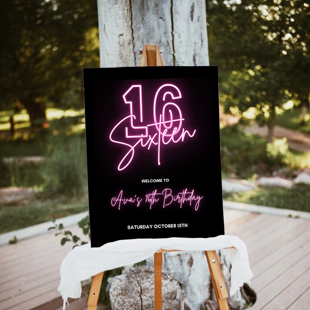 16th Birthday Printable Sign, Sixteen Birthday Decorations, 16th ...