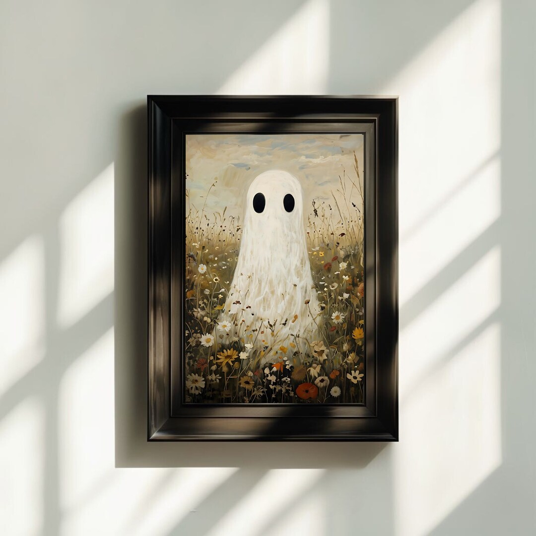 Spooky Ghost Wildflower Wall Art Halloween Wall Art Botanical Ghost ...