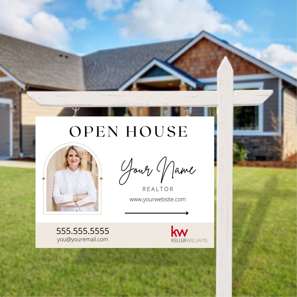 Open House Sign Template, Real Estate Open House Sign, Open House Yard ...