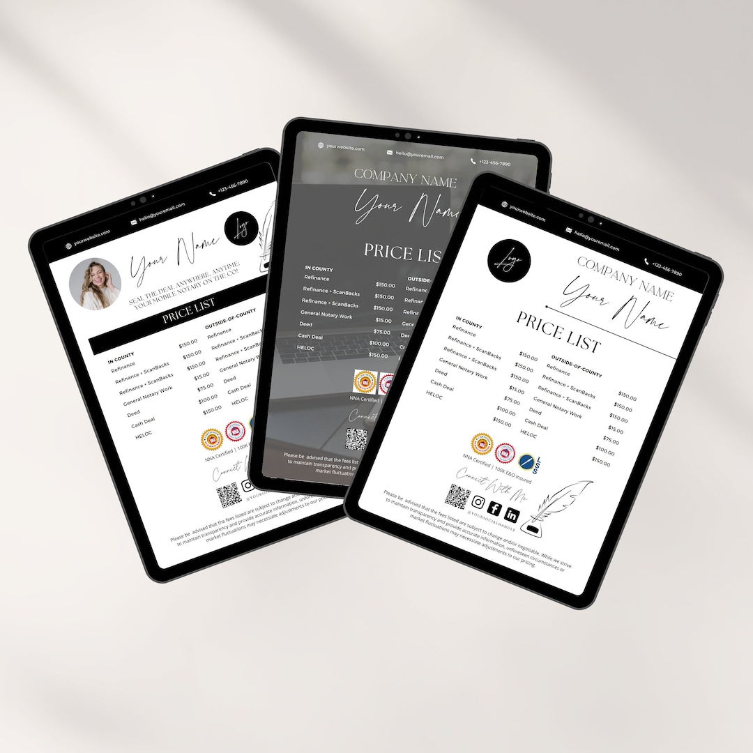 Notary Price List, Loan Signing Agent Price List, Notary Marketing ...