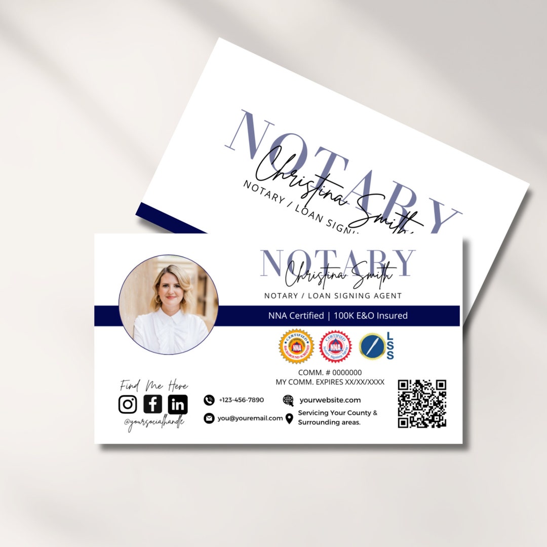Notary Business Card Template , Notary Digital Card, Loan Signing Agent ...