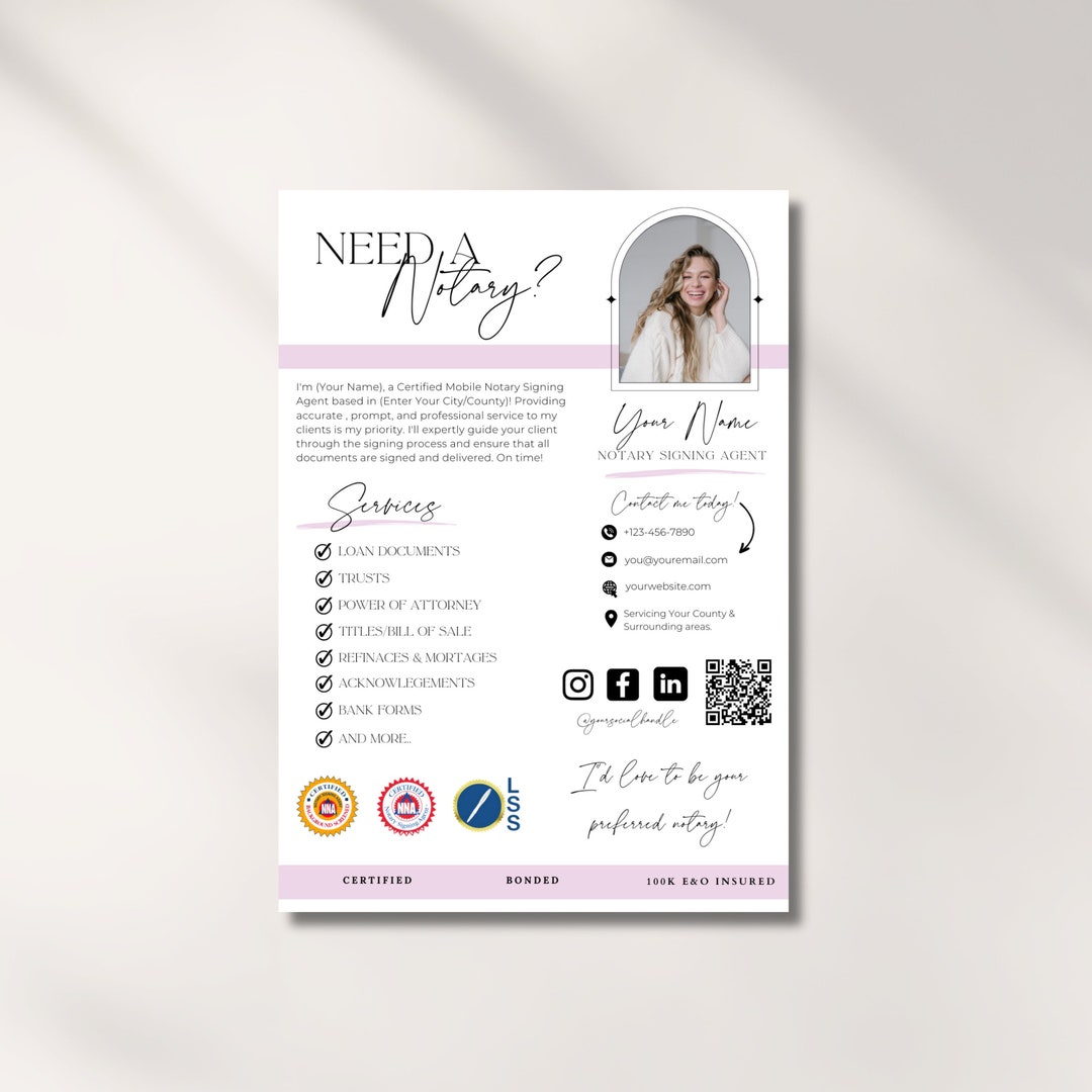 Modern Notary Flyer, Notary Marketing Flyer, Loan Signing Agent, Notary ...