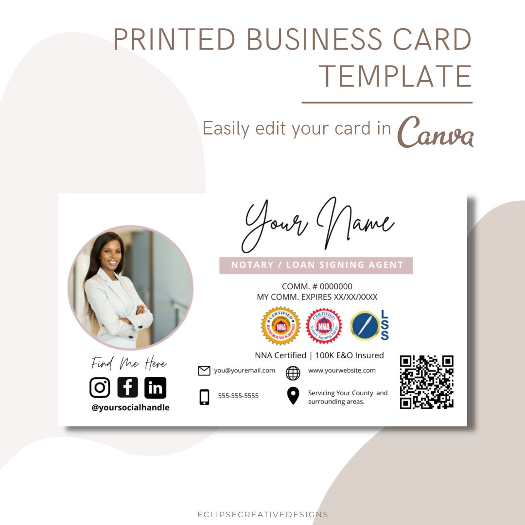 Notary Business Card Template - Etsy