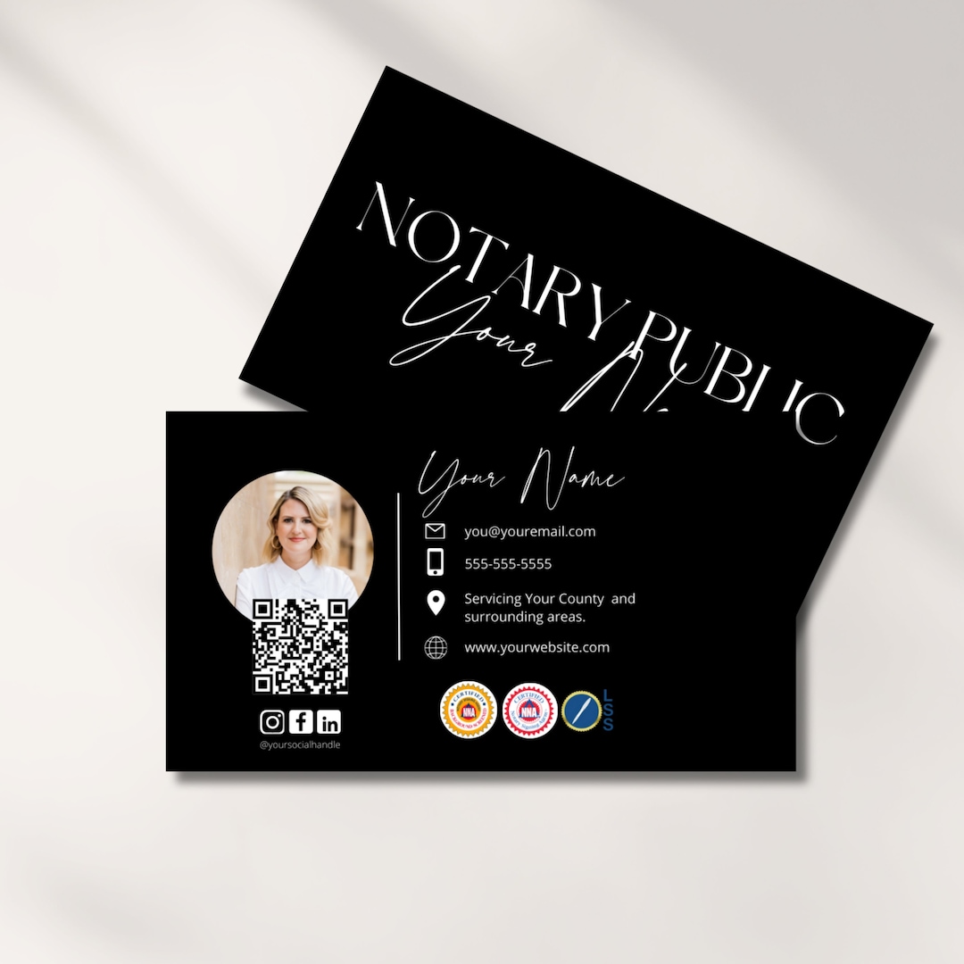 Notary Business Card Template , Notary Digital Card, Loan Signing Agent ...