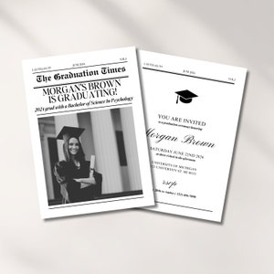 Newspaper Graduation Party Invitation Template, Editable Graduate Photo ...