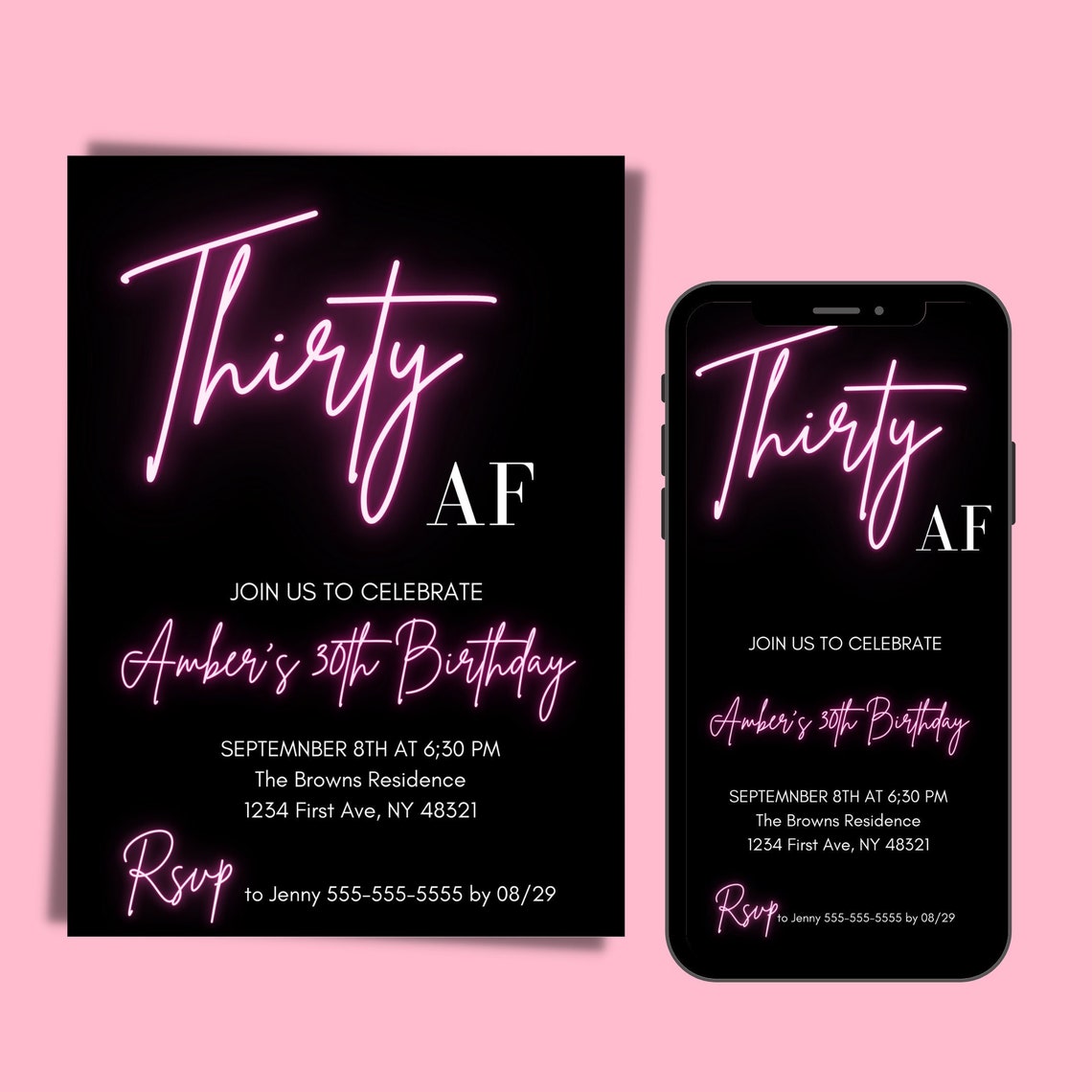 30th Birthday Invitation For Women 30th Birthday Electronic Etsy