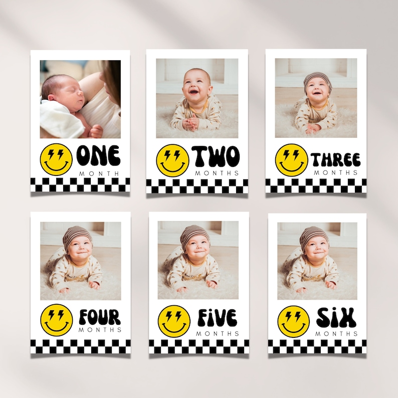 Smiley Face 1st Birthday Photo Banner Template one Happy Dude - Etsy