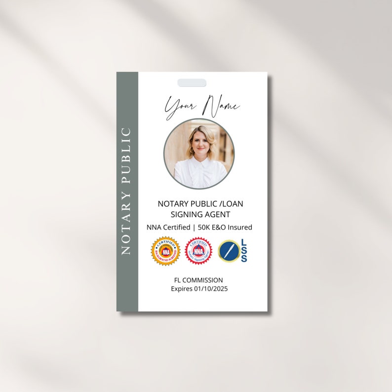 Notary ID Badge | Notary Templates | Notary Signing Agent | Loan ...