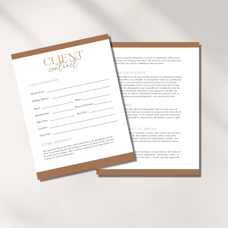 Photography Client Contract Templatecanva Templatebusiness - Etsy