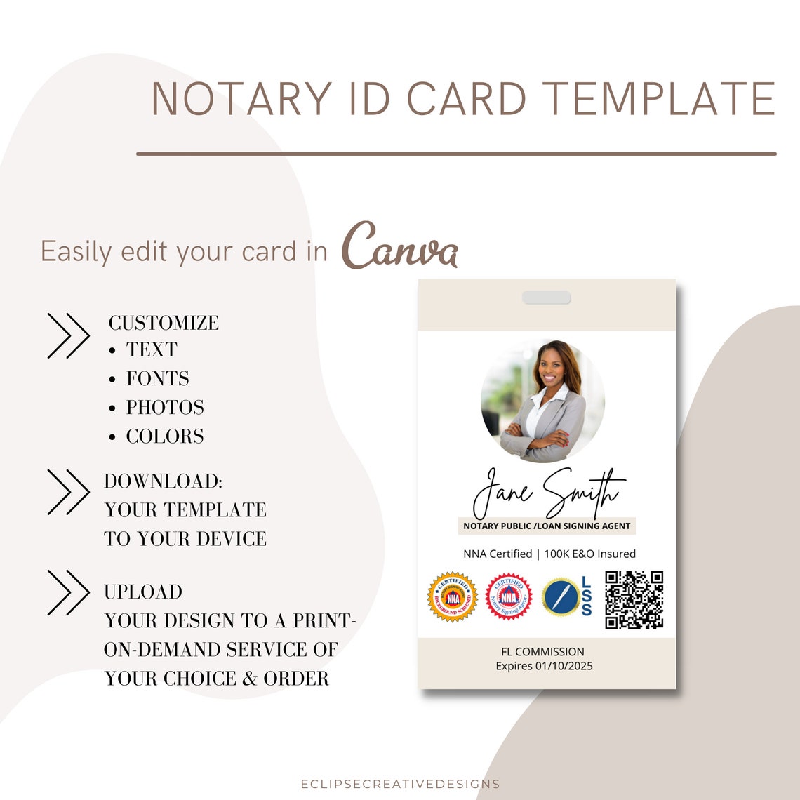 Notary ID Badge Template - Etsy