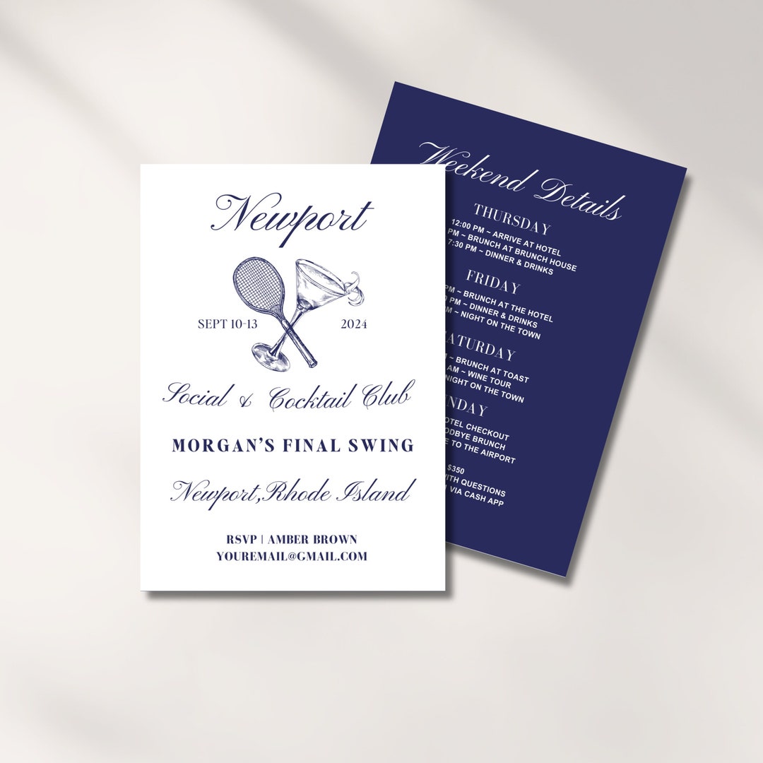Cocktails and Country Clubs Bachelorette Invite Tennis Club ...