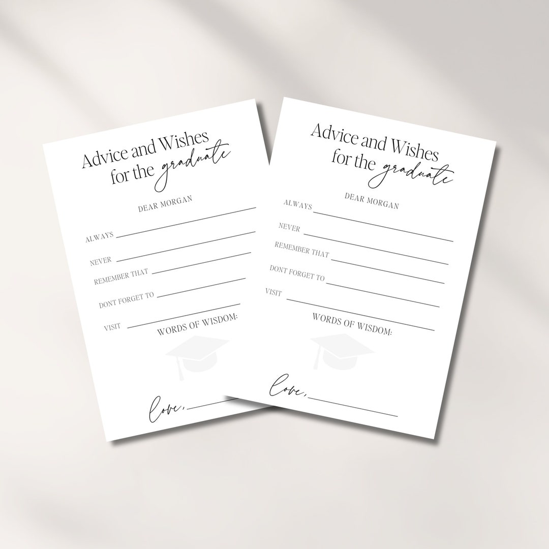 Advice and Wishes Template, Printable Modern Graduation Party Words of ...