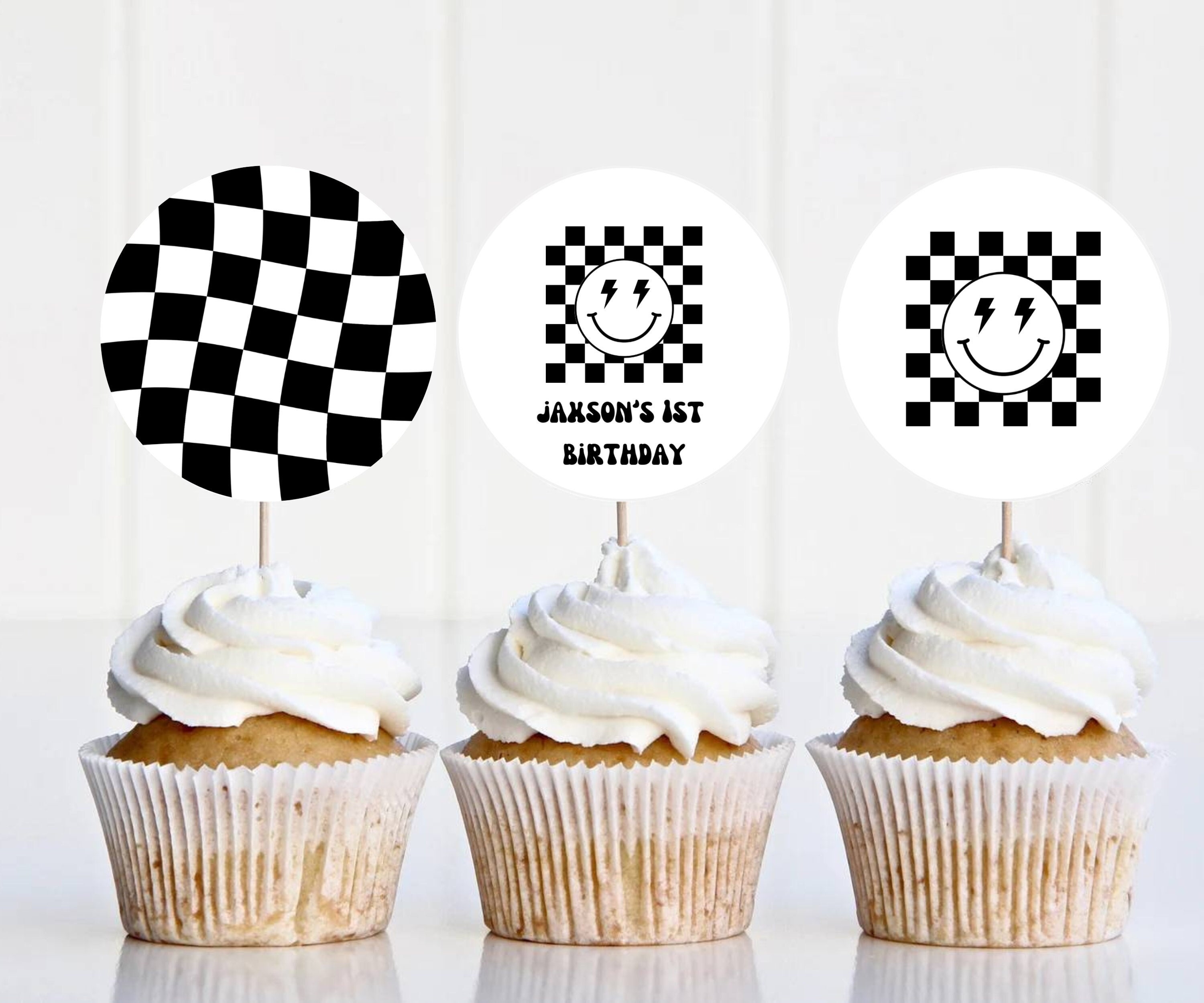 Smiley Face Cupcake Toppers Template , Printable Birthday Cupcake Decor ...