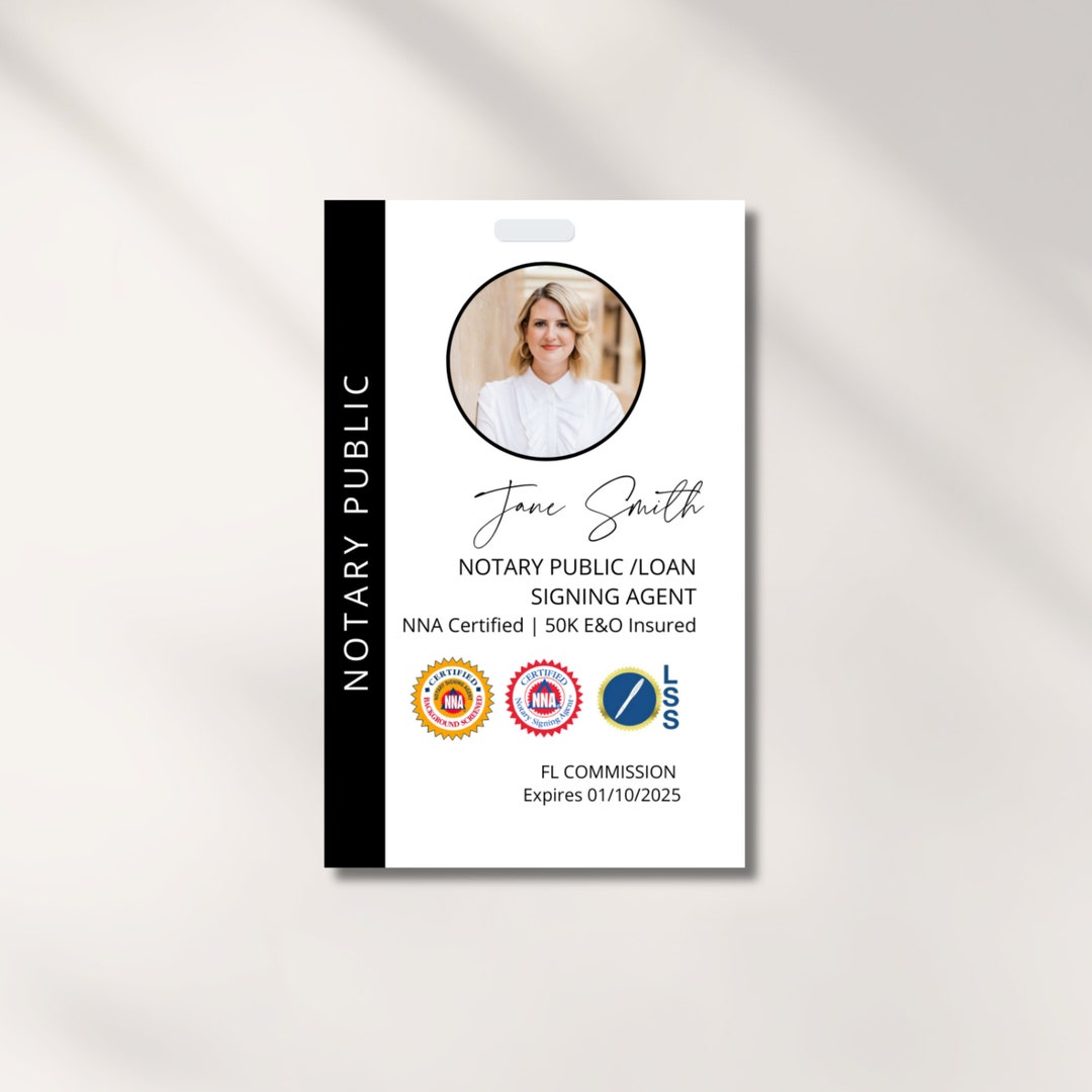 Notary ID Badge | Notary Templates | Notary Signing Agent | Loan ...