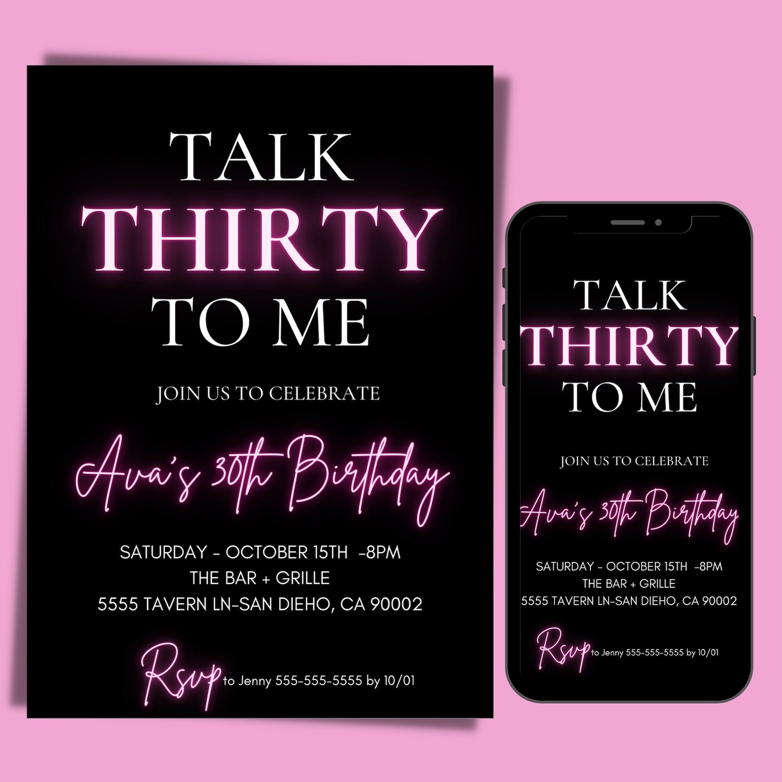 30th Birthday Invitation for Women, 30th Birthday Electronic Invitation ...