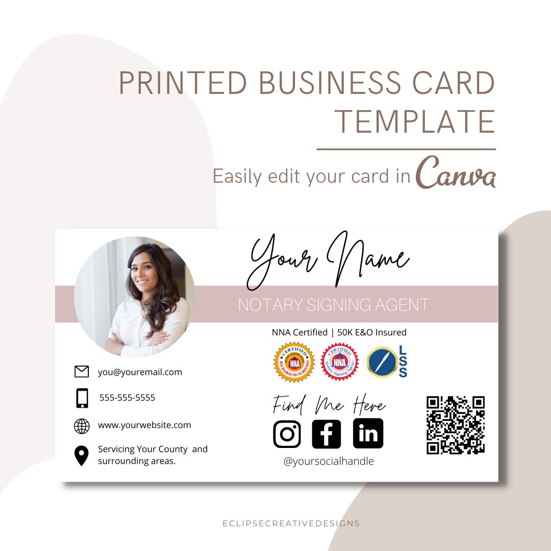 Notary Business Card Template - Etsy