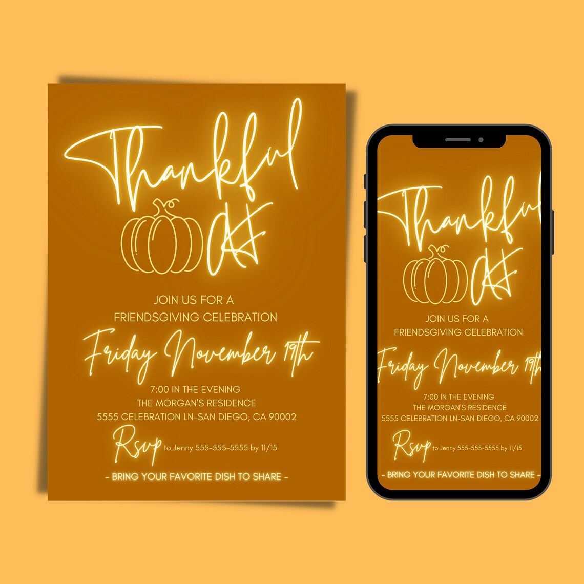 Thankful AF Invitation Template, Friendsgiving Funny, Editable Template ...