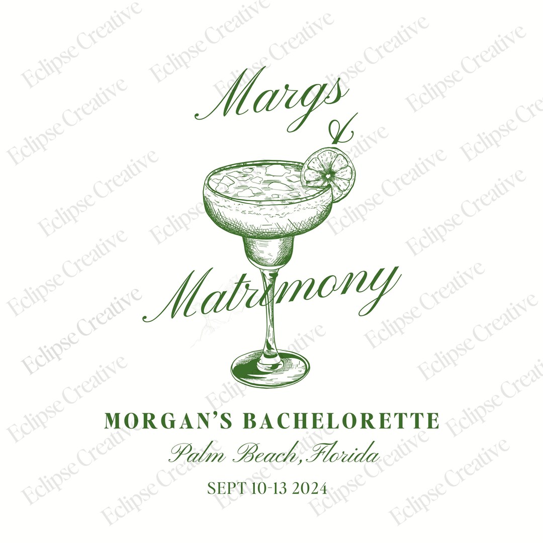 Margs and Matrimony Bachelorette Logo Template, Editable Template,beach ...