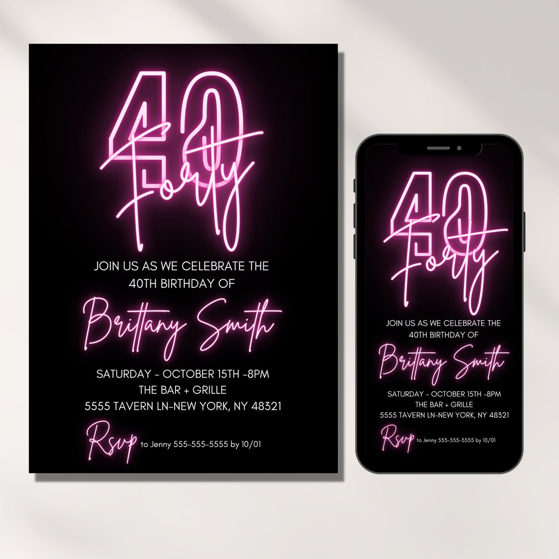 40th Birthday Invitation for Women 40th Birthday Invitation - Etsy