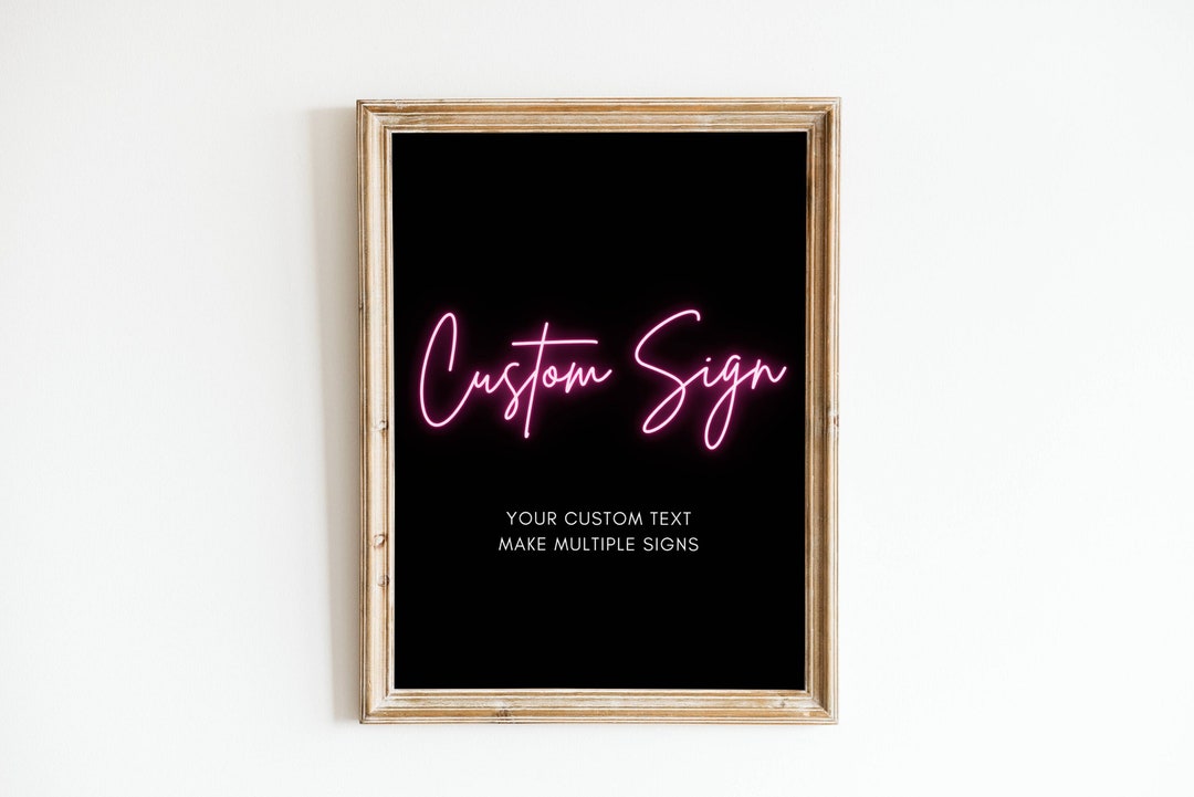 Neon Light Birthday Party Custom Sign, 8x10, Editable Template, Pink ...
