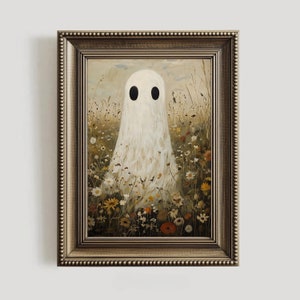Spooky Ghost Wildflower Wall Art Halloween Wall Art Botanical Ghost ...