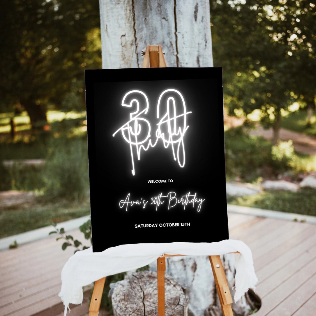 30th Birthday Decorations Sign, Neon Birthday Party, Custom Birthday ...