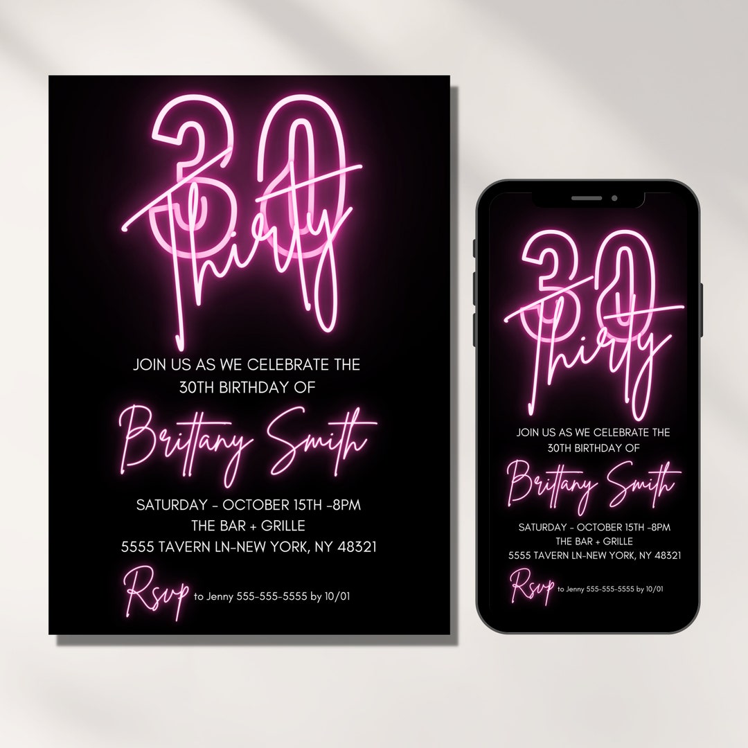 30th Birthday Invitation for Women, 30th Birthday Electronic Invitation ...