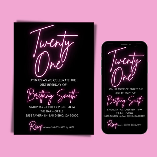 21st Birthday Invitation Editable 21st Invite Black - Etsy