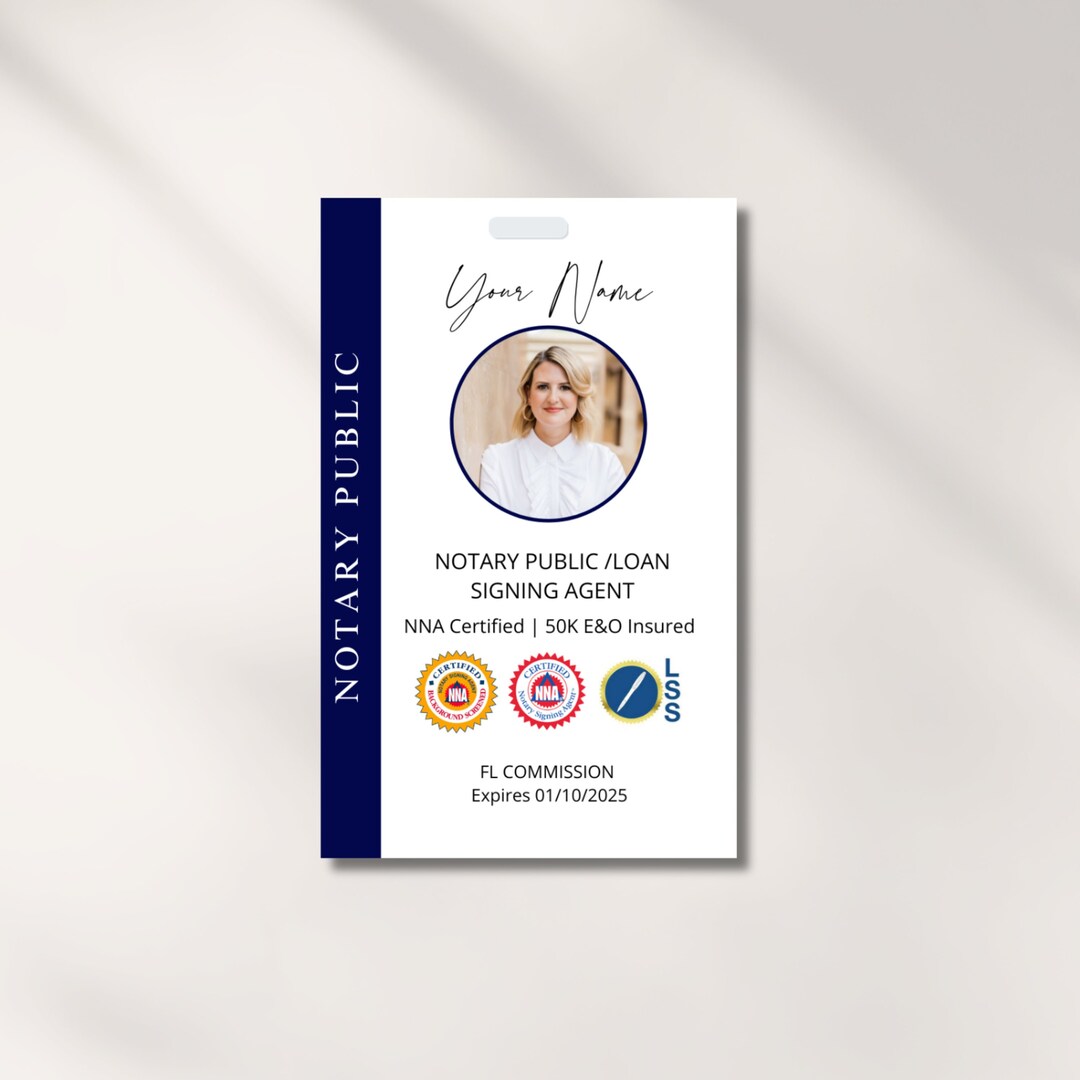 Notary ID Badge | Notary Templates | Notary Signing Agent | Loan ...