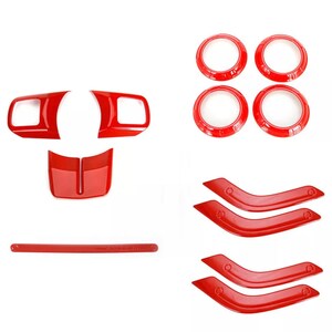 Custom Painted Interior Accessories Decor Trim Cover Kit Red for Jeep ...