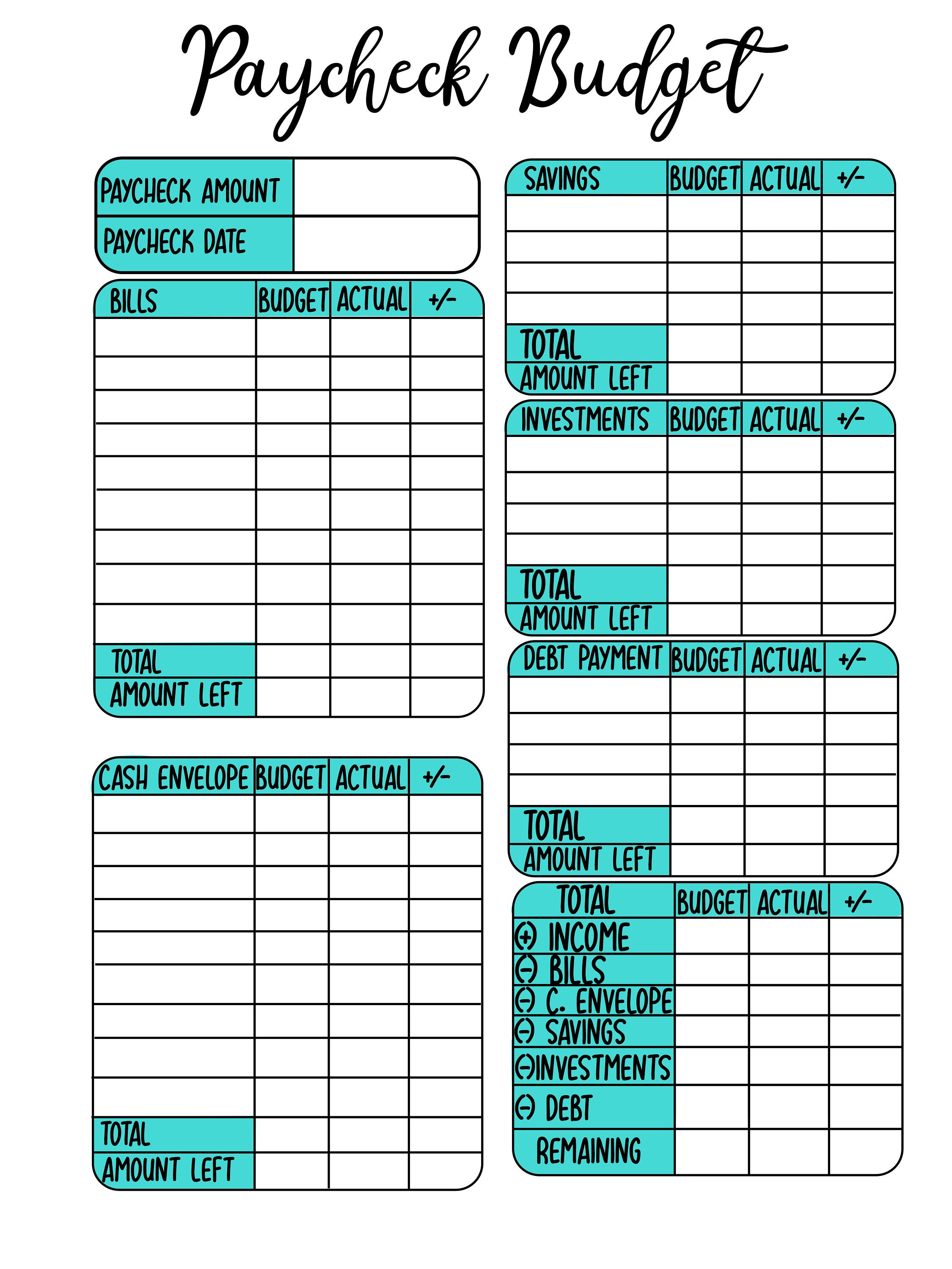 Paycheck Budget Planner - Etsy