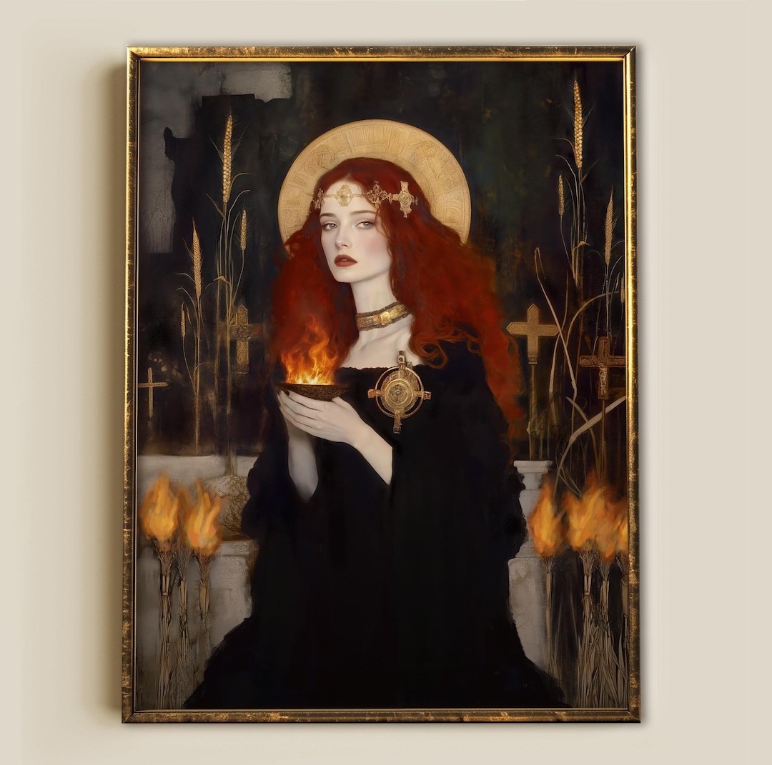 Saint Brigid Print, Irish Goddess of Poetry & Fire, Catholic Gift ...