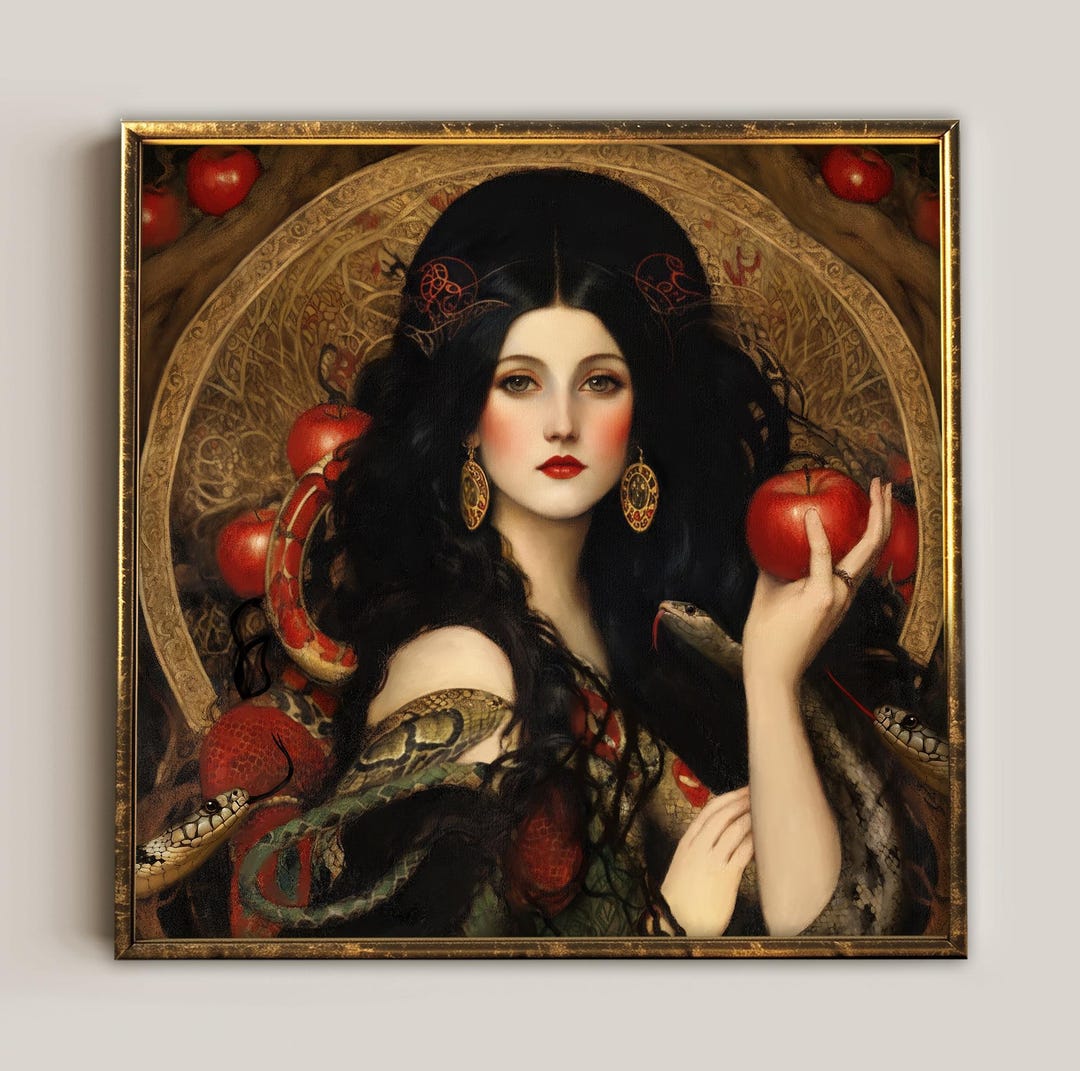 Lilith With Snakes Goddess Print, Art Nouveau Room Decor, Gothic Femme ...