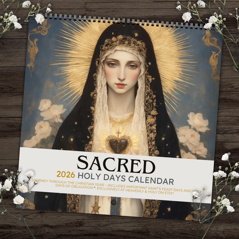 Sacred 2026 Calendar ~ Catholic Christian Holy Days With Illustrated ...
