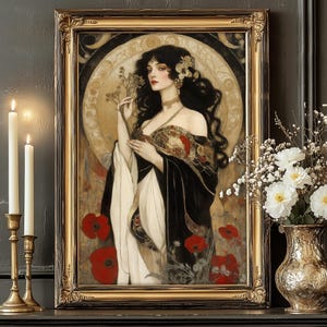 Demeter Print, Giclee Art Nouveau Poster, Goddess With Poppies ...