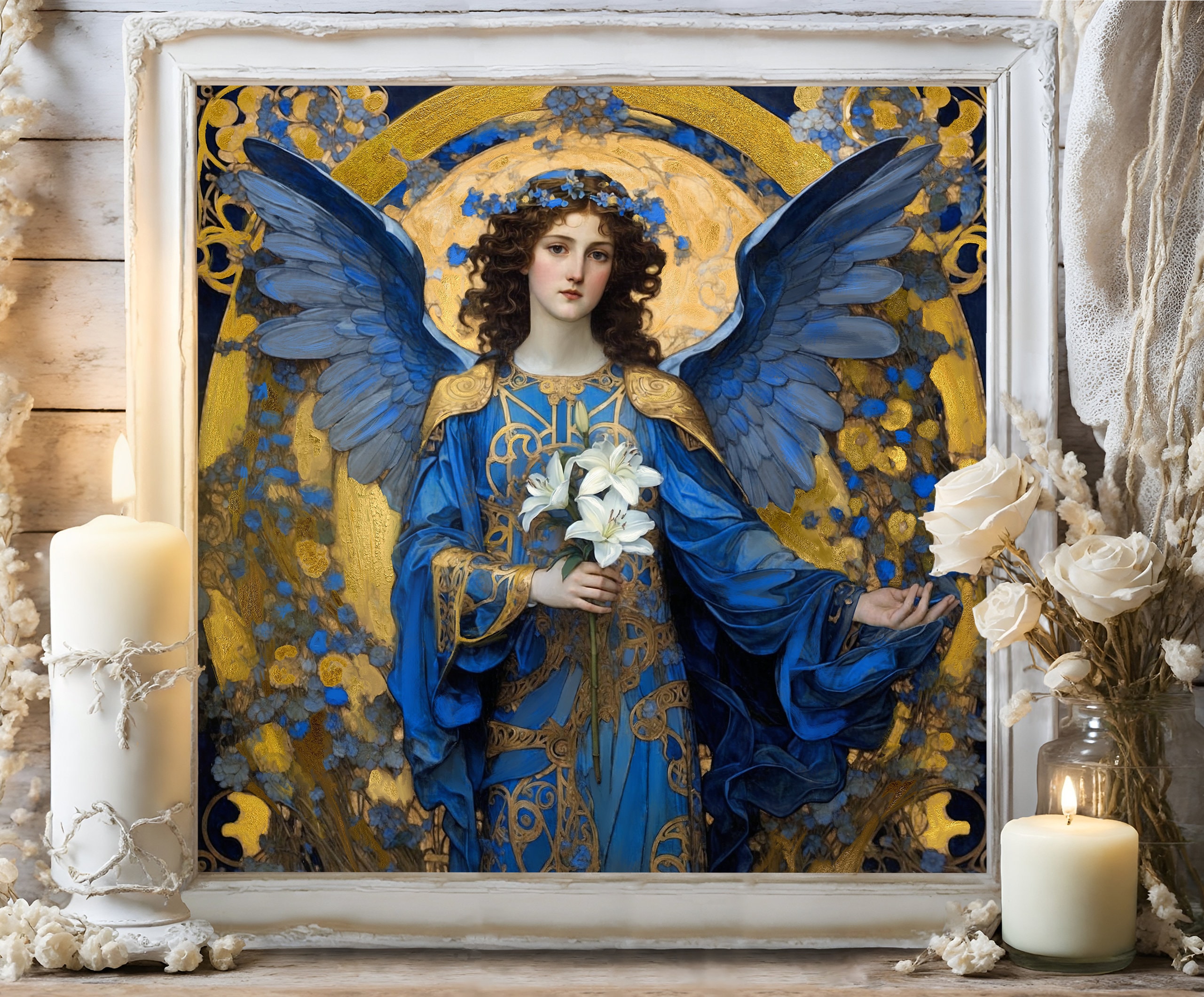 Archangel Gabriel Print, Christian Wall Art Gift, Catholic Icon Home ...