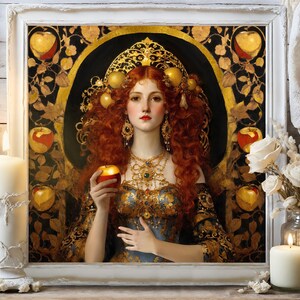 Eris Print Discordia Goddess of Strife With Red Hair & Apples. Greek ...