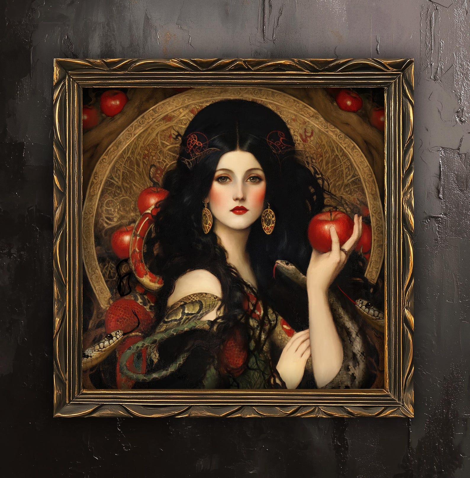 Lilith With Snakes Goddess Print, Art Nouveau Room Decor, Gothic Femme ...