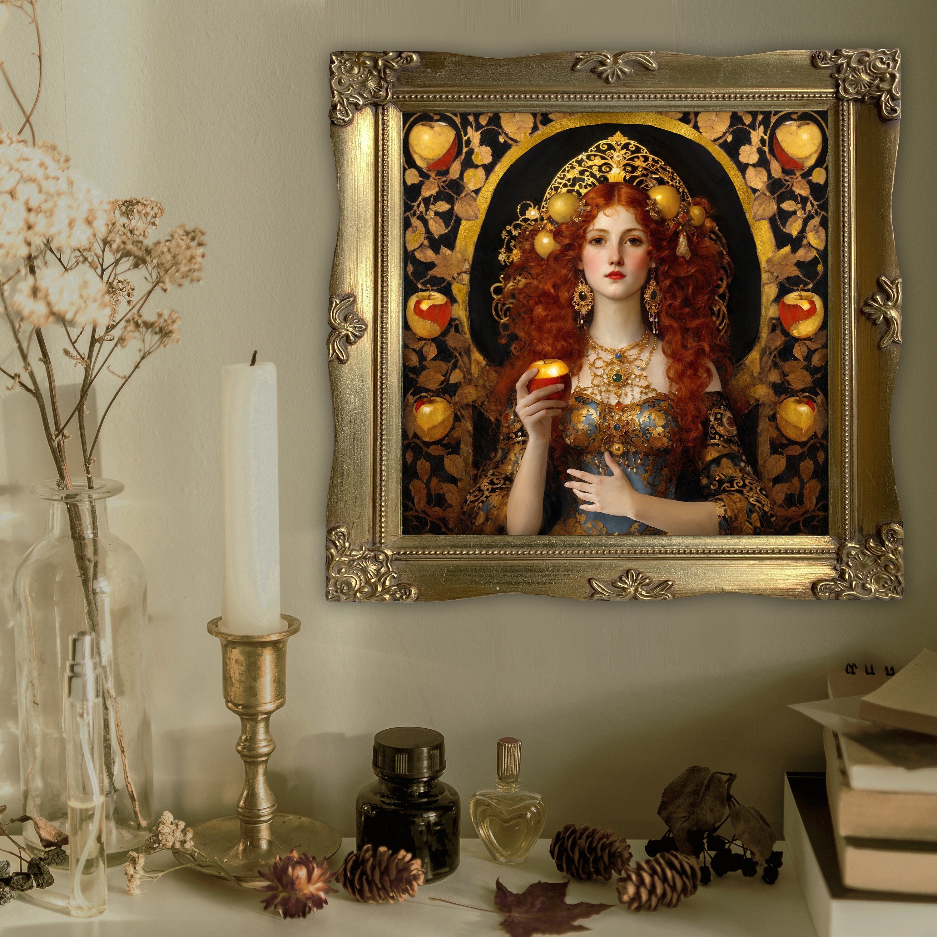 Eris Print Discordia Goddess of Strife With Red Hair & Apples. Greek ...