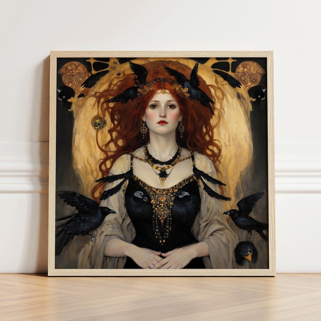The Morrigan Print, Celtic Goddess of Crows. Gothic Wall Art Deco, Dark ...