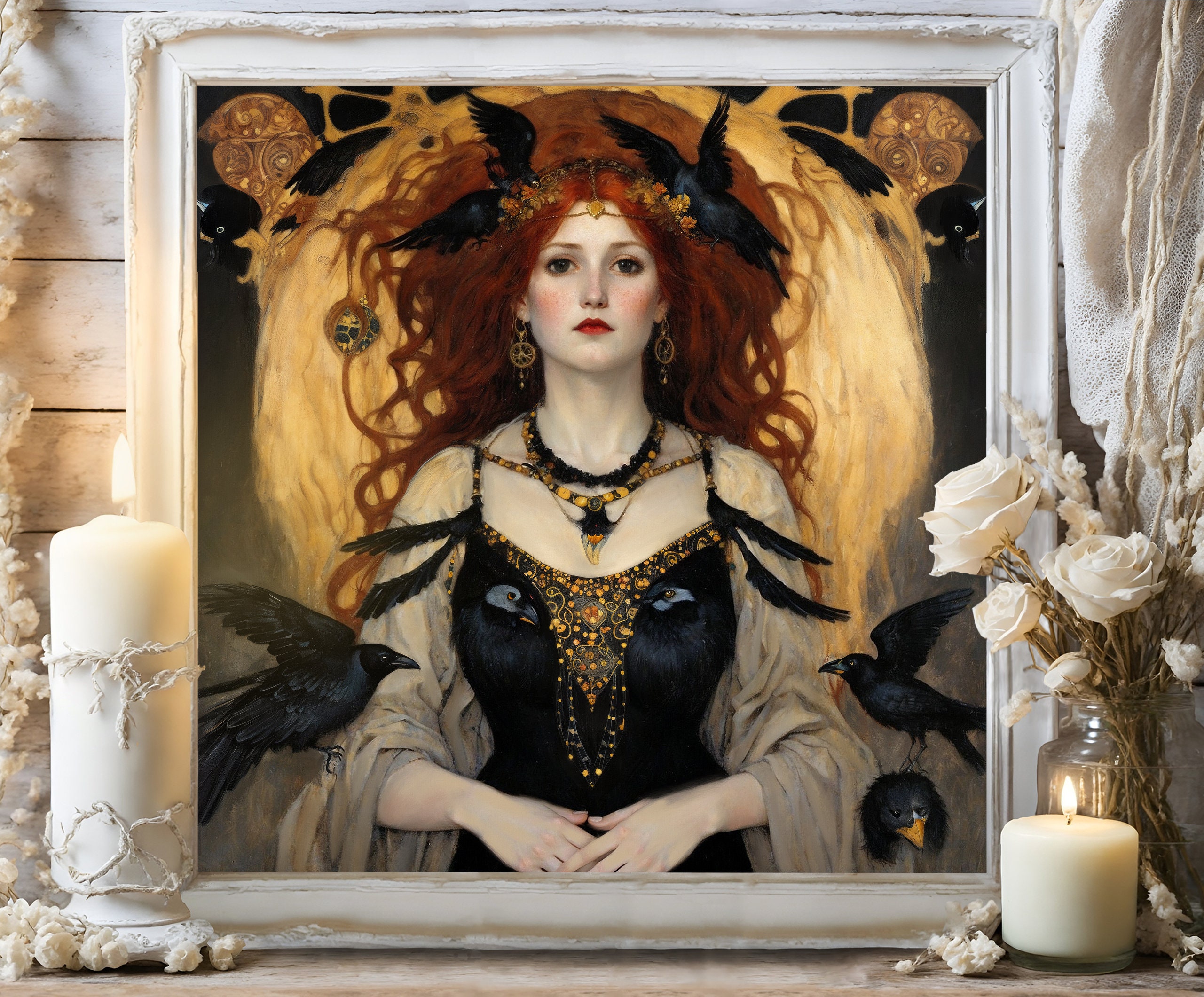 The Morrigan Print, Celtic Goddess of Crows. Gothic Wall Art Deco, Dark ...