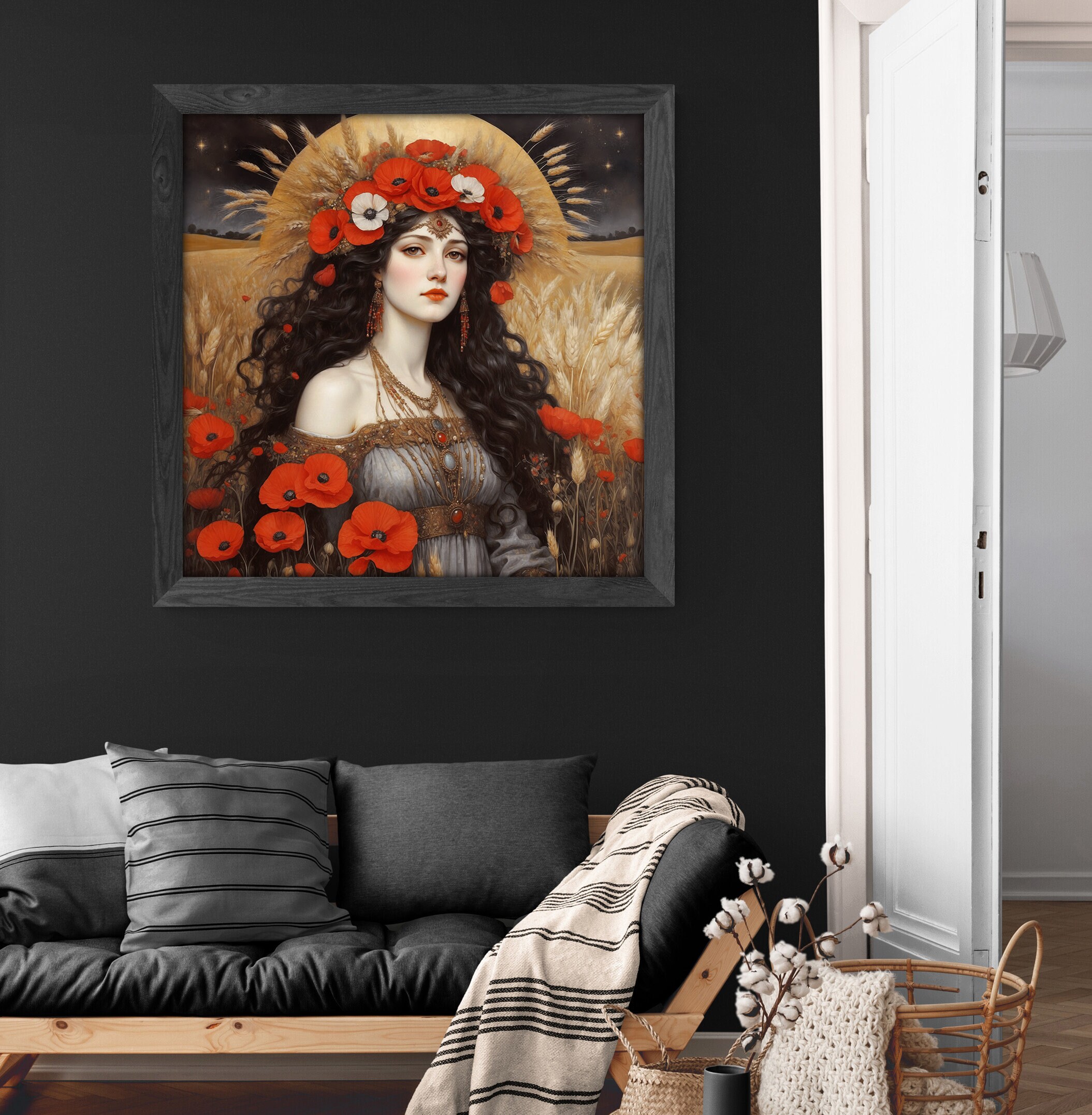 Demeter Print With Poppies, Ceres Goddess of Wheat, Art Nouveau Poster ...