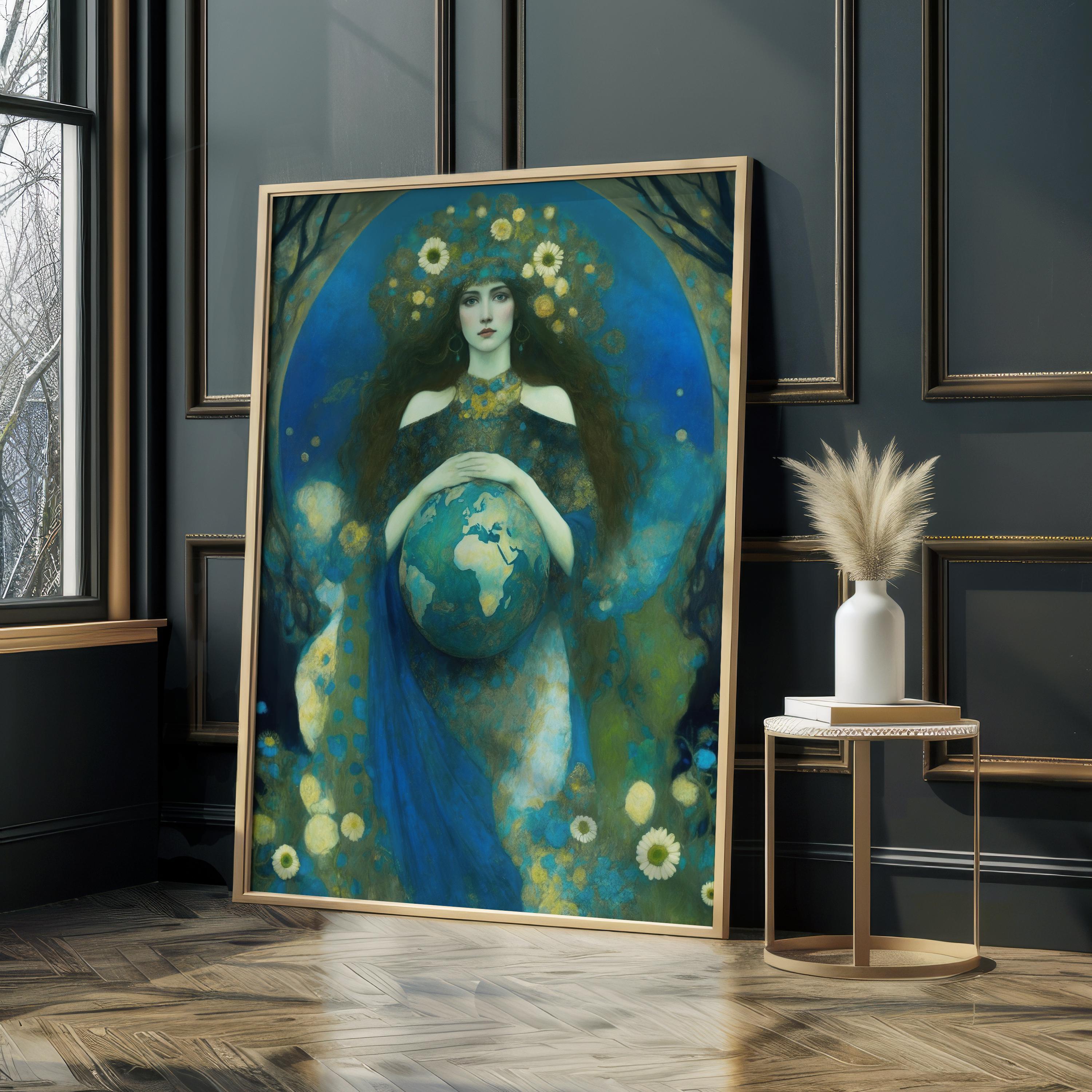 Gaia Print, Mother Earth Goddess, Art Nouveau Canvas, Greek Mythology ...