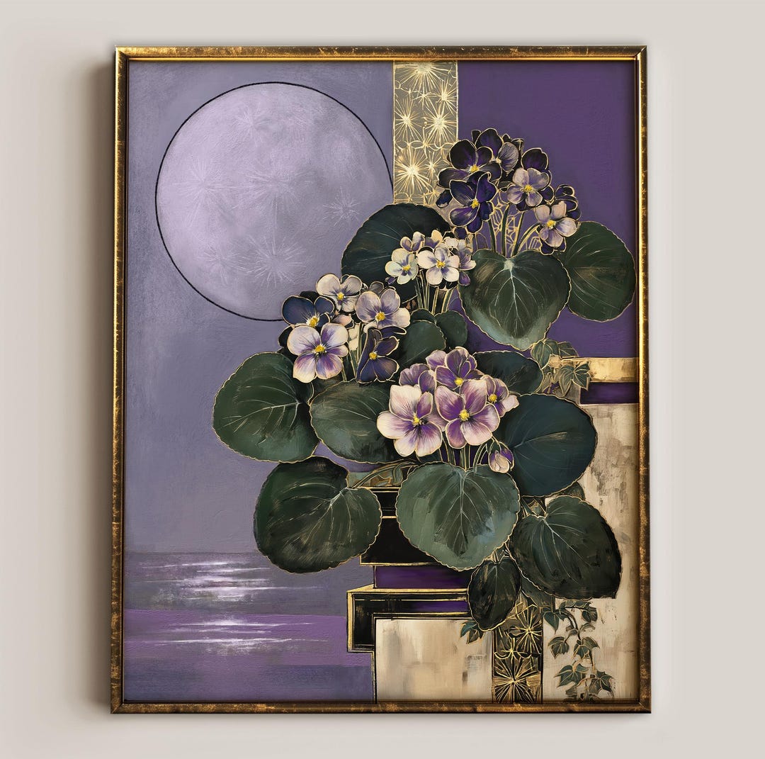 January Birth Flower Art Print, Art Deco Capricorn Moon, African ...