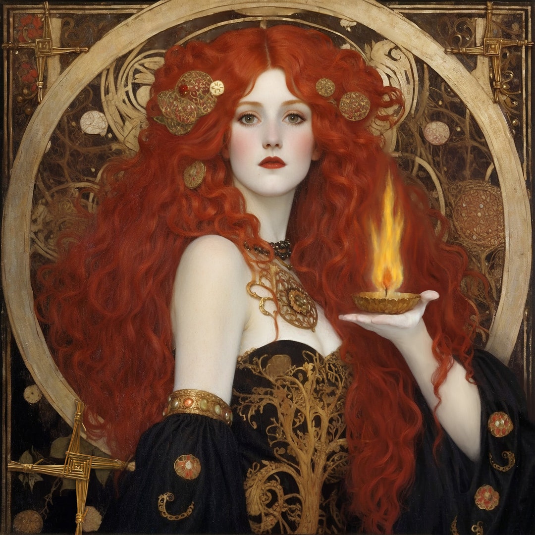 Brigid Print, Celtic Goddess of Artists, Gothic Wall Art Deco, Dark Coquette Room Decor, Pagan ...